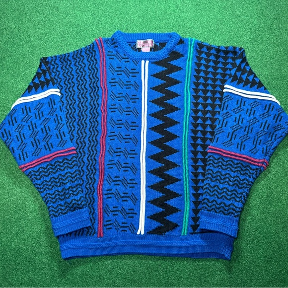 COOGI | Sweaters | Vintage Concrete 3d Cable Knit Womens Large Coogi Style Multi Color Sweater ...